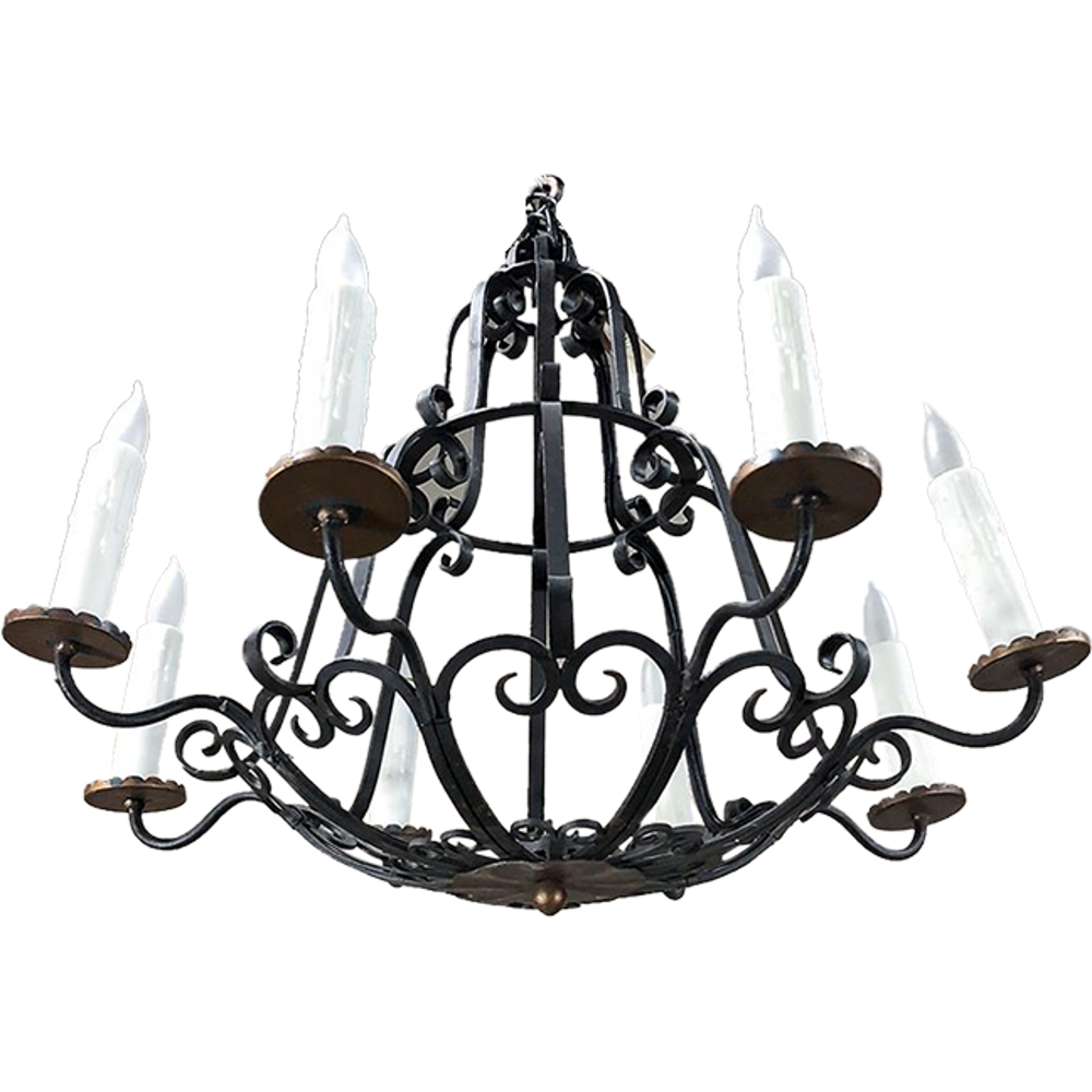 Hand Forged Chandeliers French 1920's Hands Forged Wrought Iron