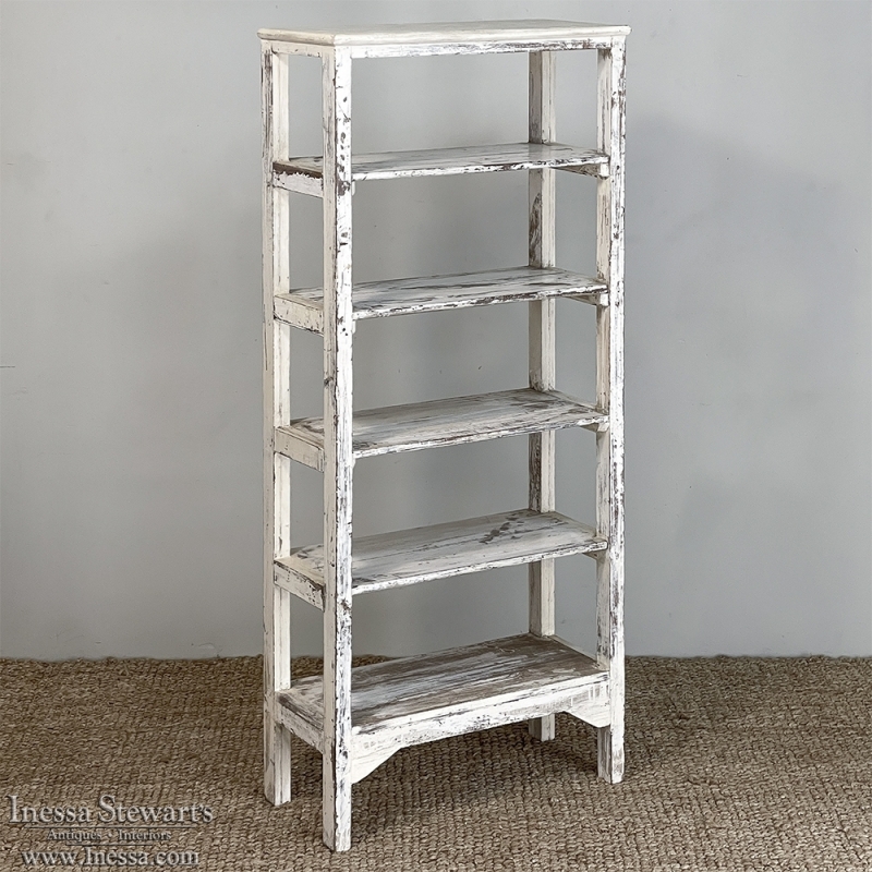 Antique Rustic Bookshelf with Distressed Painted Finish