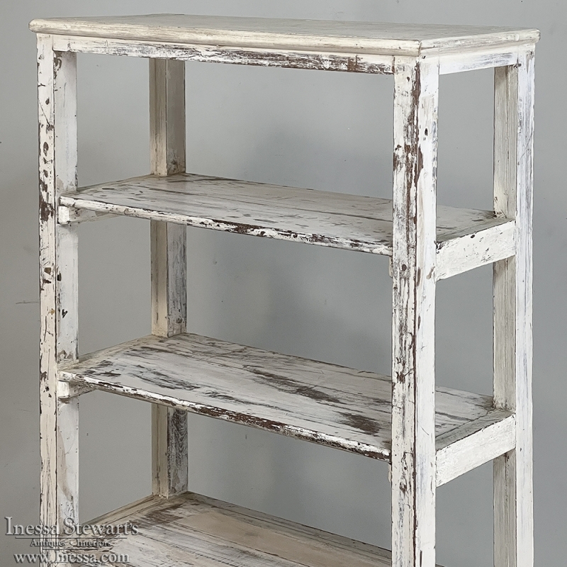 Antique Rustic Bookshelf with Distressed Painted Finish