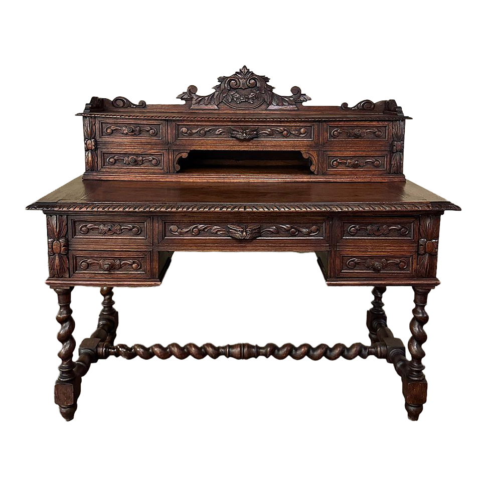 19th Century French Renaissance Hand-Carved Wall Desk