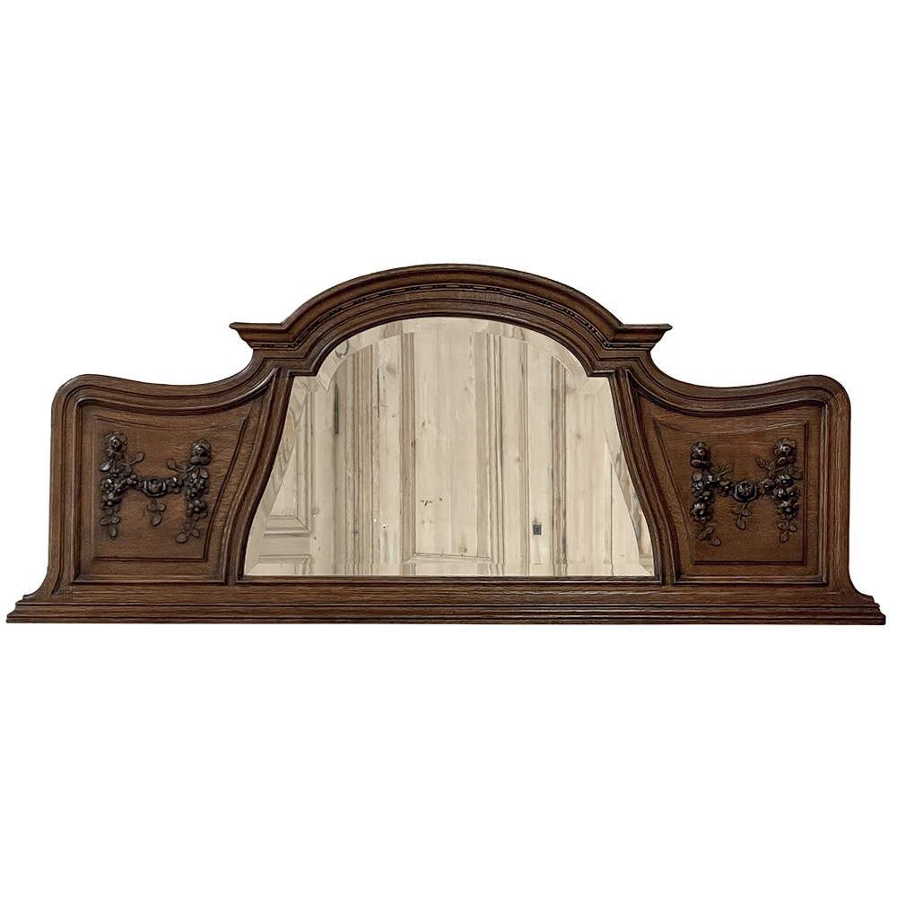 Antique Country French Wall Panel with Beveled Mirror