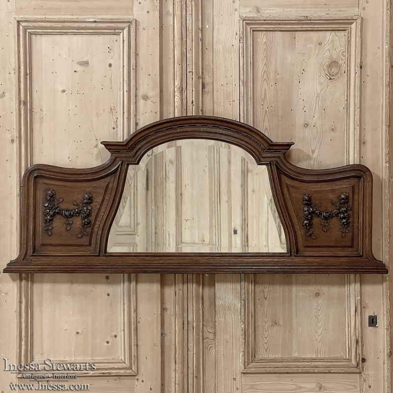 Antique Country French Wall Panel with Beveled Mirror