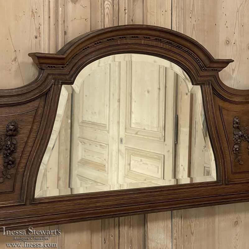 Antique Country French Wall Panel with Beveled Mirror