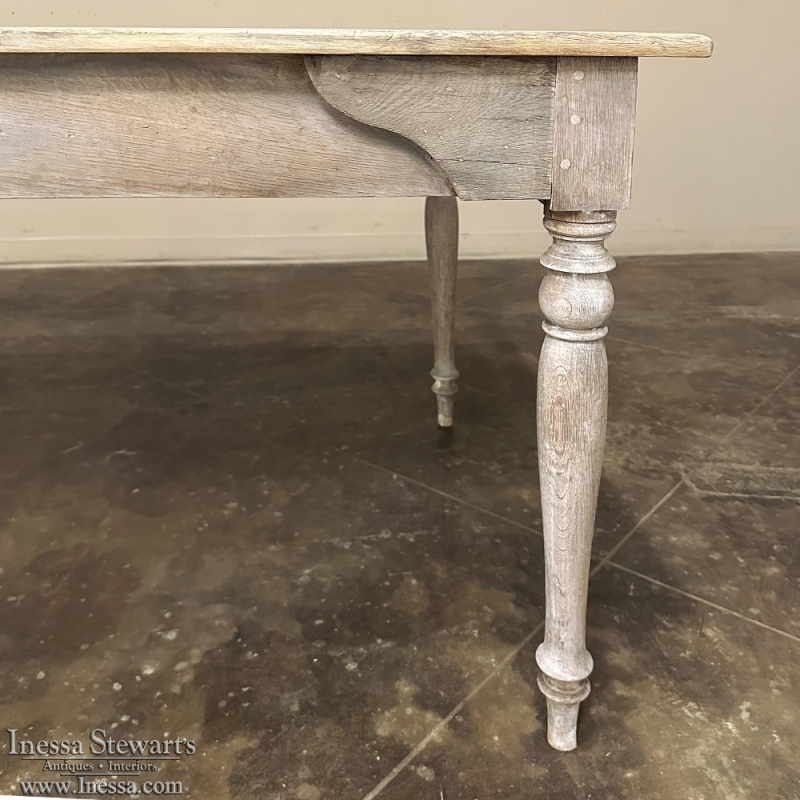 Antique Rustic Country French Whitewashed Dining Table