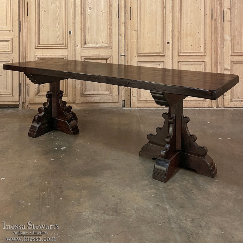 Rustic Antique Double Pedestal Banquet Table