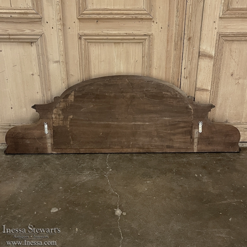 Antique French Louis XIV Carved Walnut Wall Decoration with Marble Inset