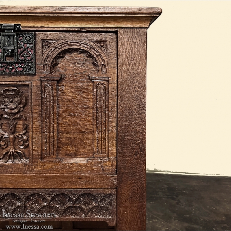 Antique Gothic Revival Raised Cabinet ~ Dry Bar