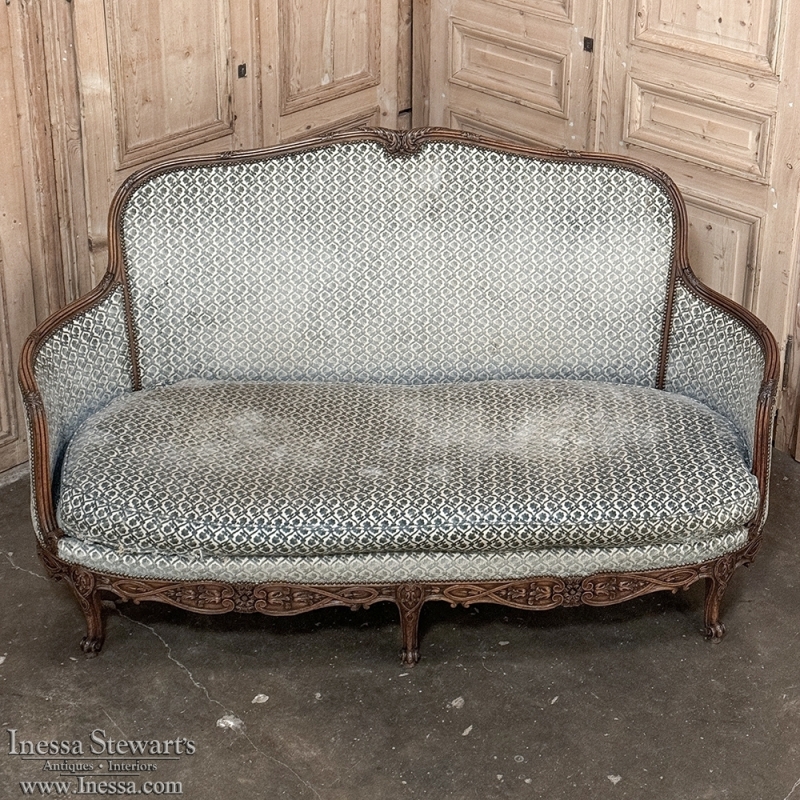 Antique French Louis XIV Walnut Sofa