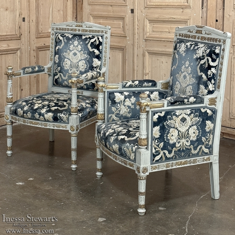 Pair 19th Century French Napoleon III Period Empire Style Painted ...