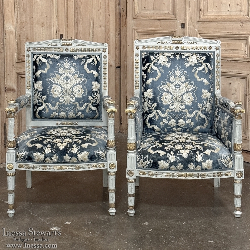 Pair 19th Century French Napoleon III Period Empire Style Painted ...