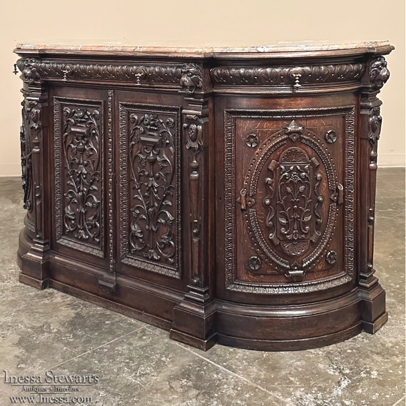 19th Century French Renaissance Marble Top Buffet