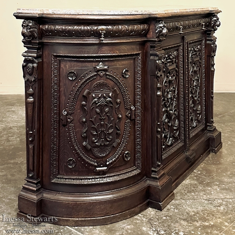 19th Century French Renaissance Marble Top Buffet