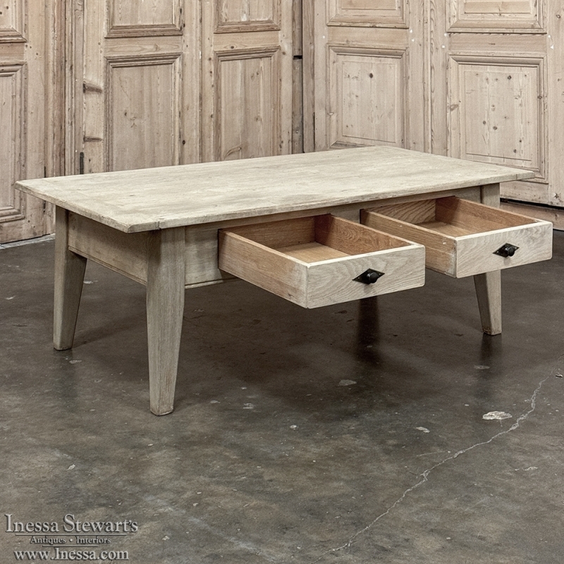 Antique Rustic Stripped Oak Coffee Table