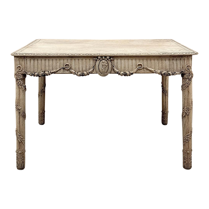 19th Century French Louis XVI Library Table in Stripped Oak