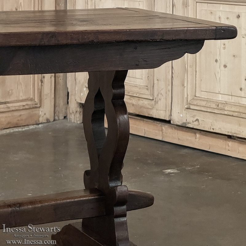 Antique Italian Rustic Style Trestle Table