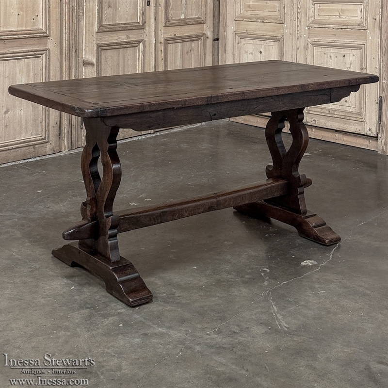 Antique Italian Rustic Style Trestle Table