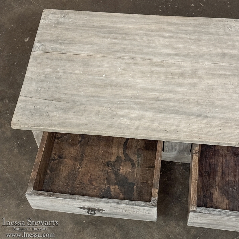 Antique Rustic Whitewashed Sycamore Coffee Table
