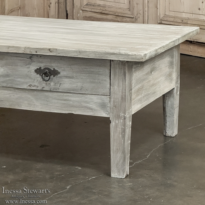 Antique Rustic Whitewashed Sycamore Coffee Table