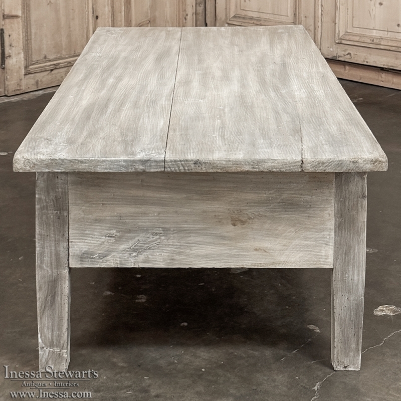 Antique Rustic Whitewashed Sycamore Coffee Table