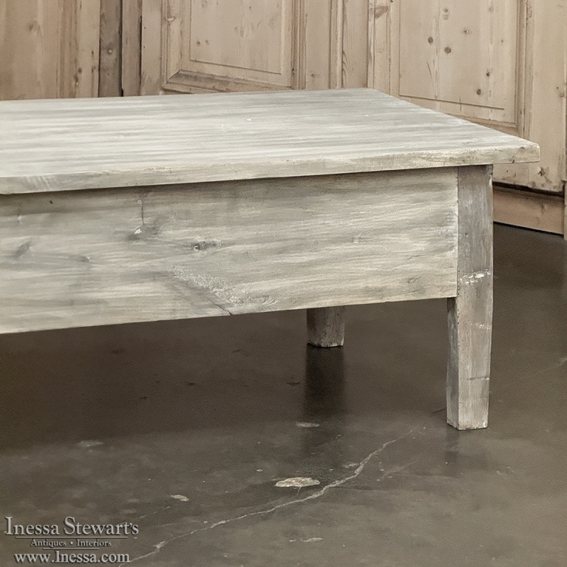 Antique Rustic Whitewashed Sycamore Coffee Table