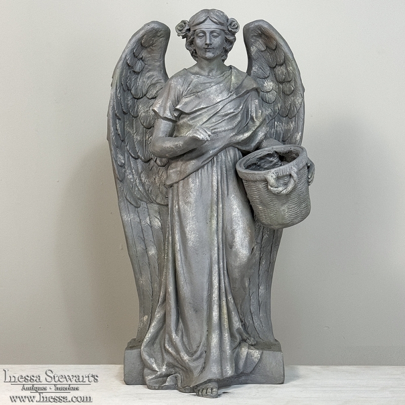Statue of Harvest Angel in Resin with Stone Finish