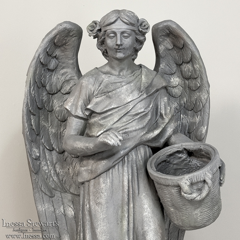 Statue of Harvest Angel in Resin with Stone Finish