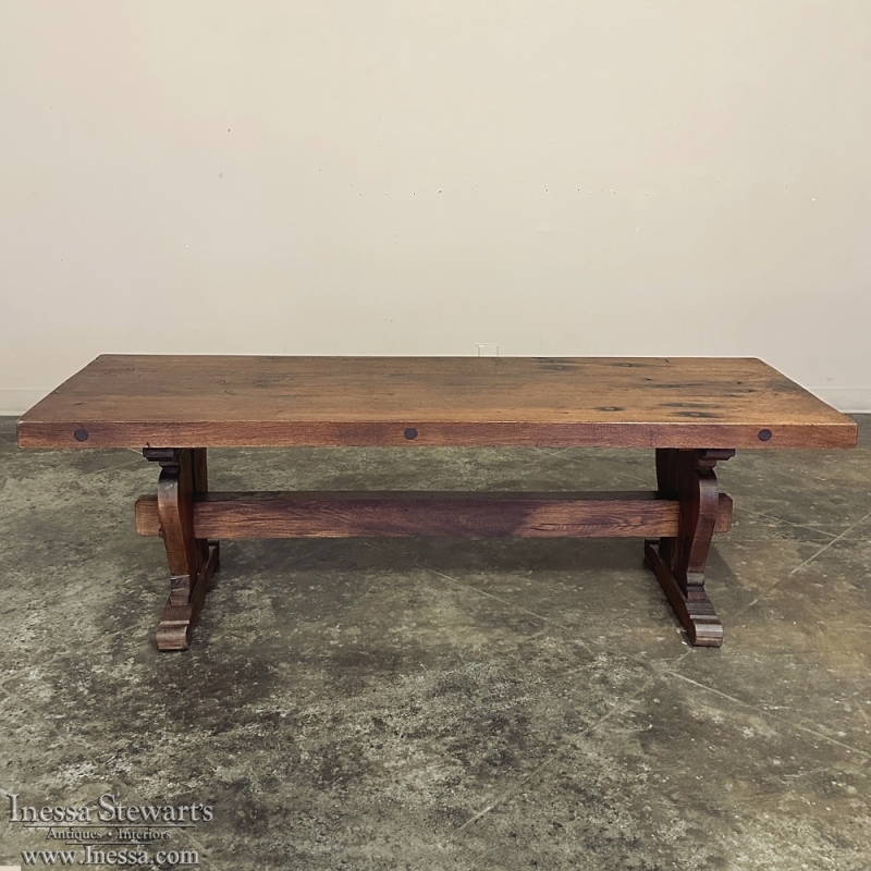 Antique Rustic Country French Trestle Coffee Table