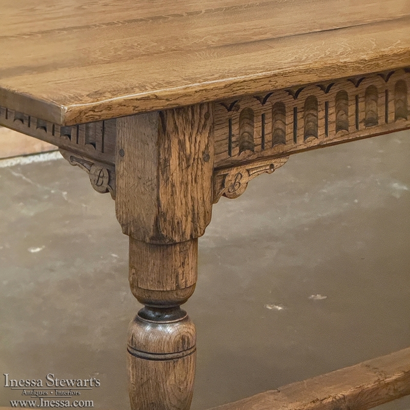 Antique Rustic Oak Dining Table
