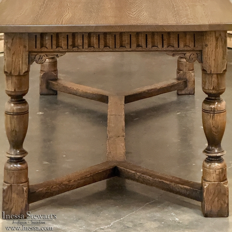 Antique Rustic Oak Dining Table