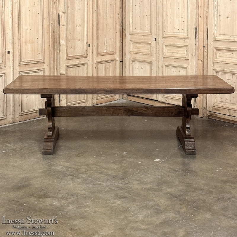 Rustic Antique Dining Table ~ Trestle Table in Solid Oak