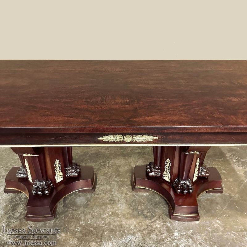 Antique French Empire Mahogany Double Pedestal Dining ~ Conference Table