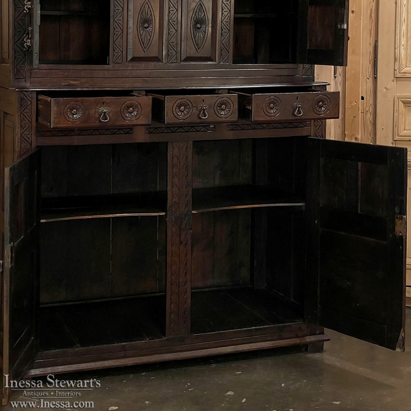 19th Century Rustic Renaissance Two-Tiered Cabinet