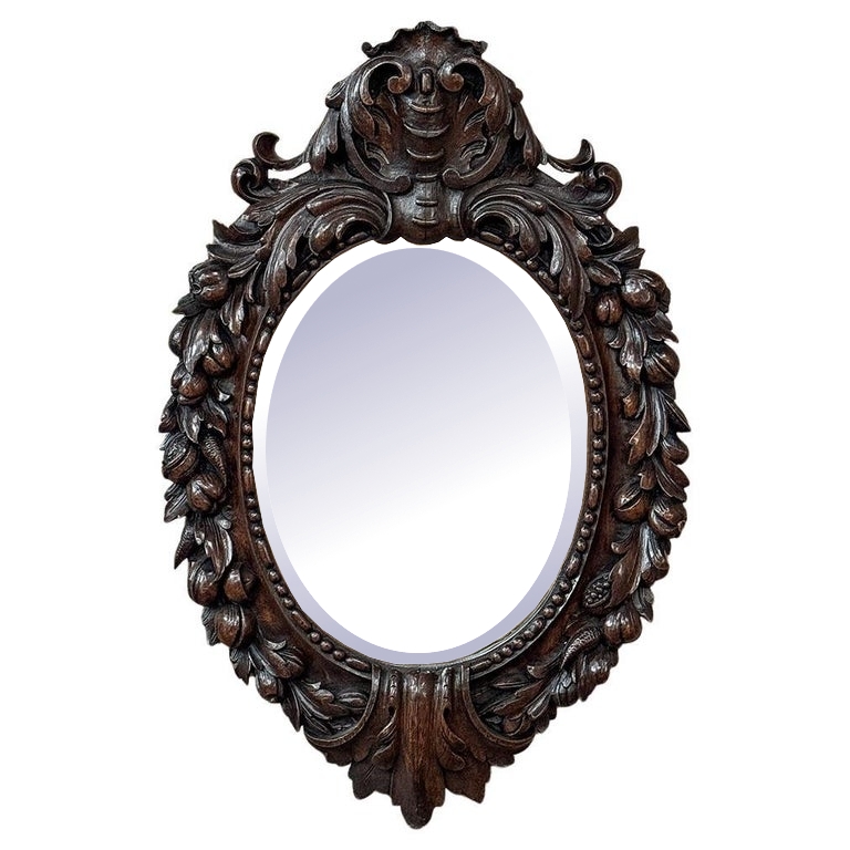 Antique Louis XIV Carved Wood Wall Mirror