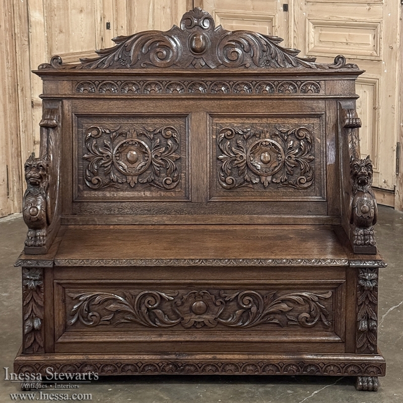 19th Century French Renaissance Hall Bench