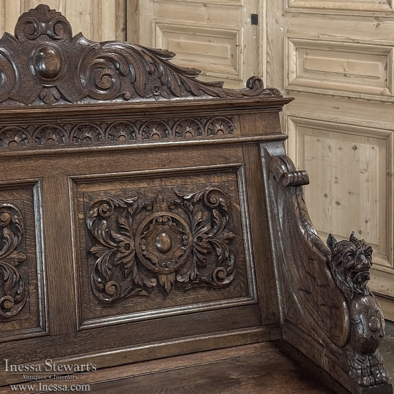 19th Century French Renaissance Hall Bench