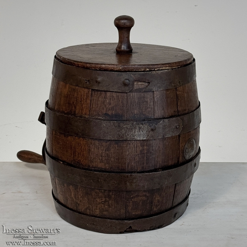 18th Century Hand-Made Oak Stave Butter Churn