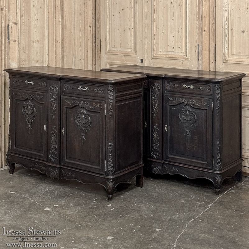 Pair 19th Century Louis XIV Two-Door Buffets