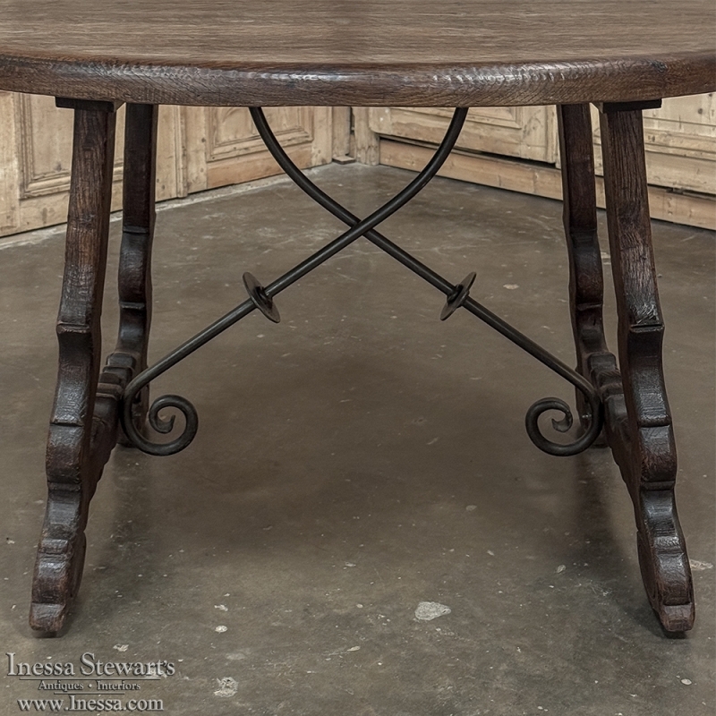 Antique Rustic Spanish Round Center Table
