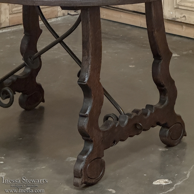 Antique Rustic Spanish Round Center Table