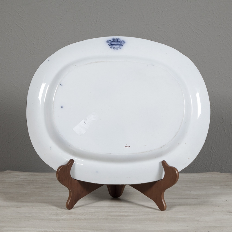 Antique English Flow Blue Transferware Platter - Inessa Stewart's Antiques